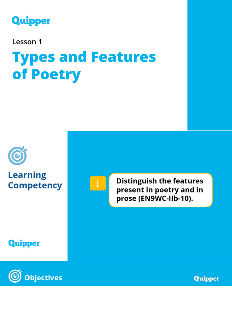 Grade 9 Poetry Types and Features | PDF | Poetry