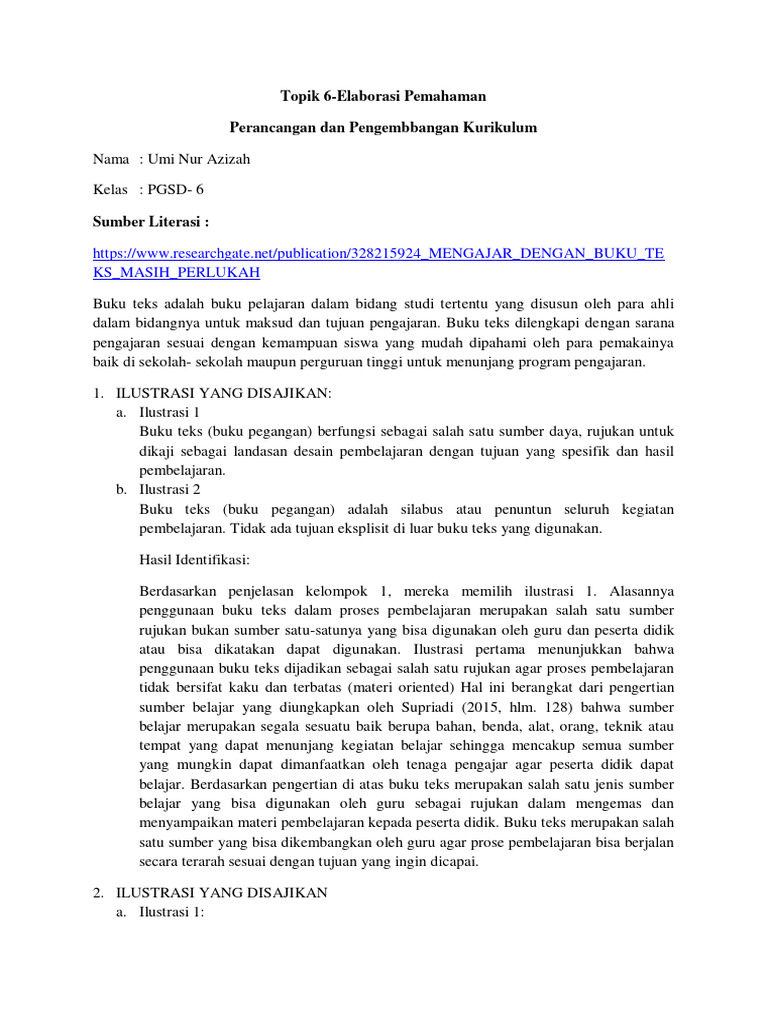 Topik 6-Elaborasi Pemahaman PPK-Umi Nur Azizah-PGSD 6 | PDF | Karier & Perkembangan