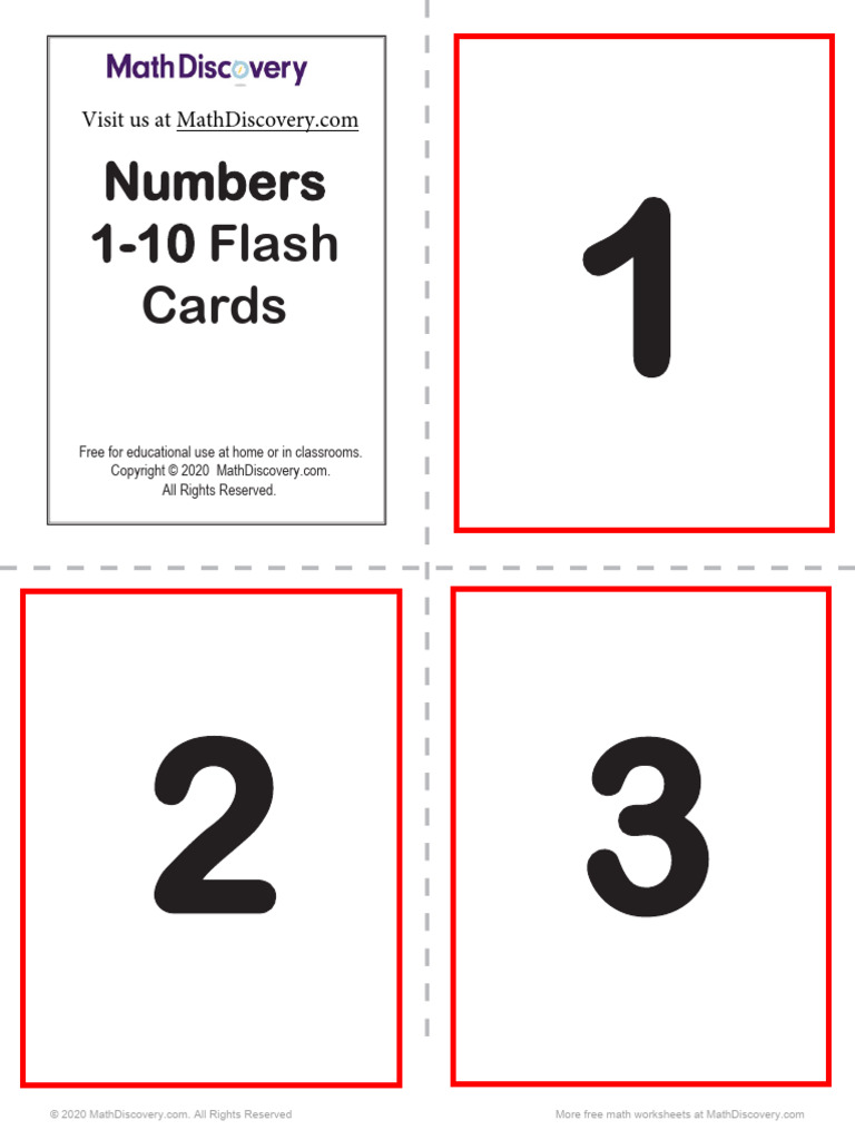 Printable Numbers 1 10 Flashcards F | PDF | Business | Art