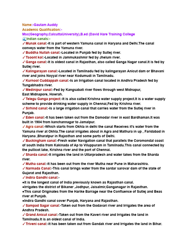 River Link Canal, Drainage System and Drainage Pattern GAUTAM AUDDY ...