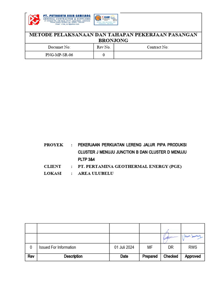 Metode Pelaksanaan Dan Tahapan Pekerjaan Gabion | PDF