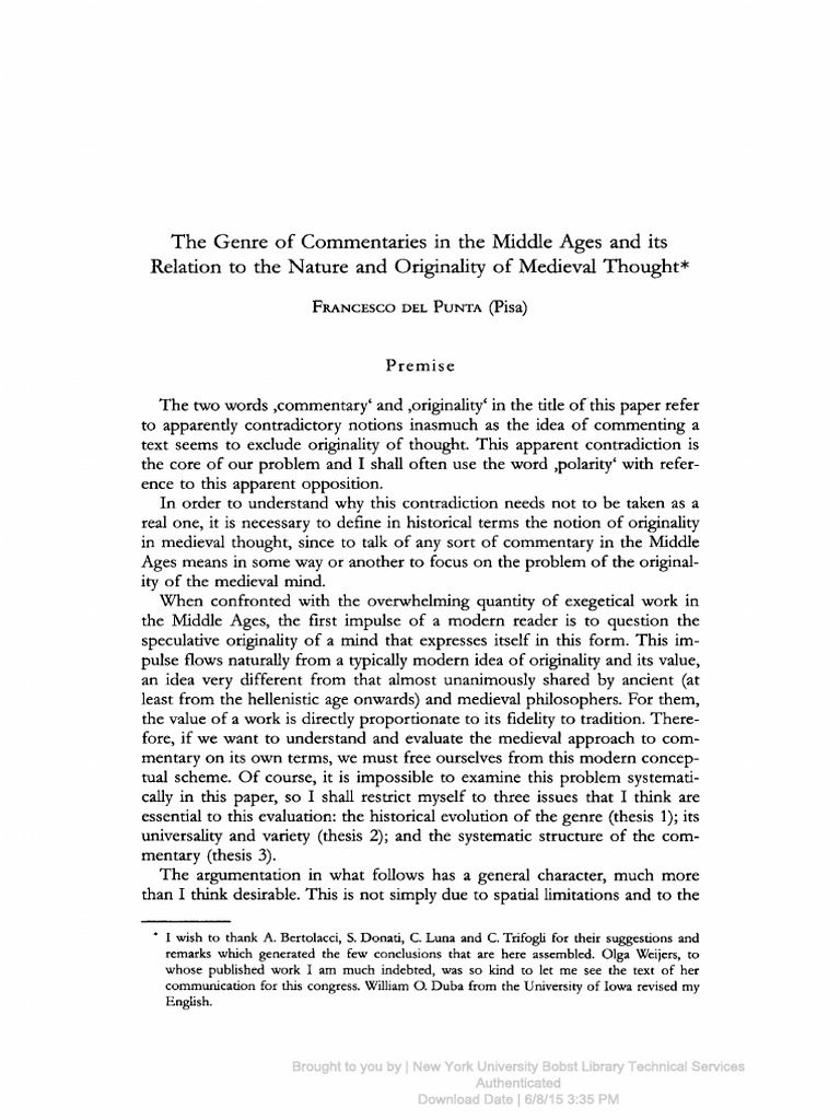 The Genre of Commentaries | PDF | Exegesis | Plato