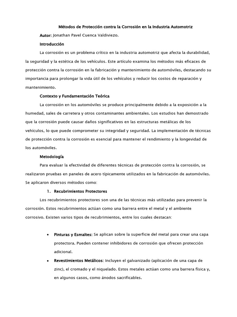 2747 - Jonathan - Cuenca - Métodos de Protección Contra La Corrosión en ...