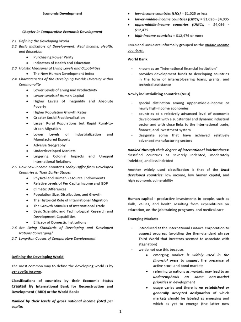 Economic Development Reviewer - Chapter 2 - Todaro and Smith | Download ...