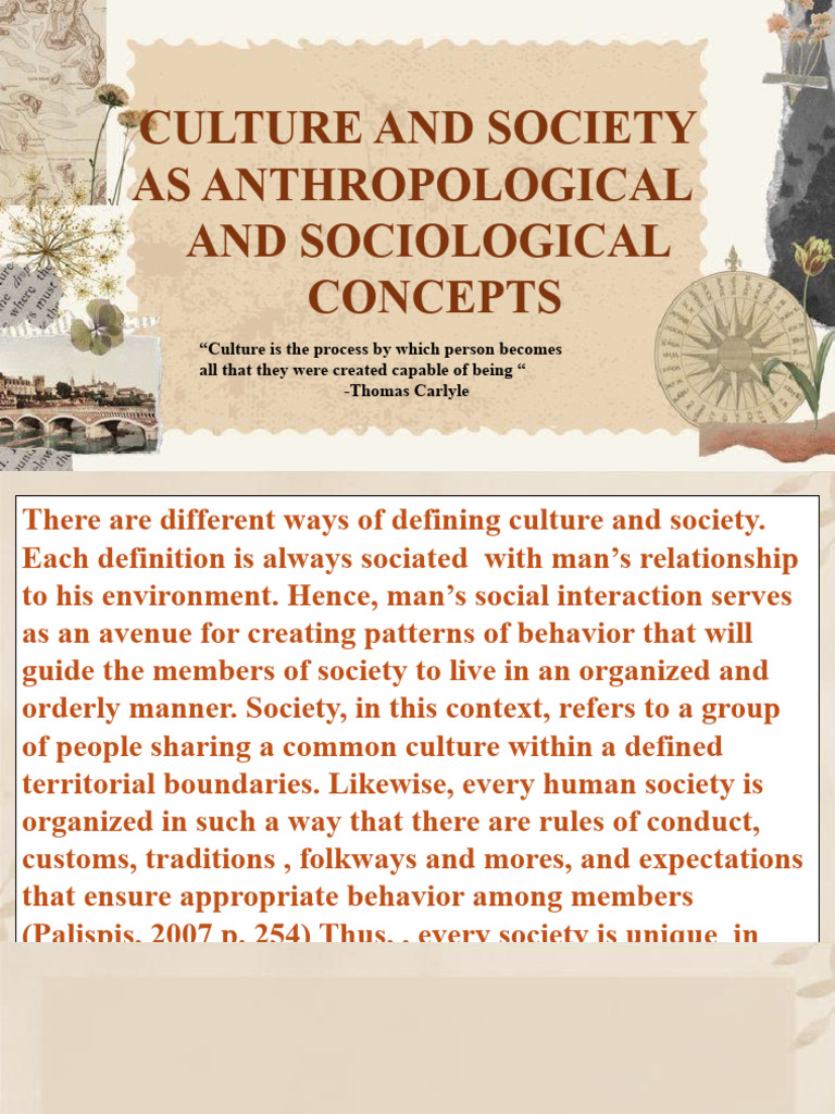 Culture and Society As Anthropological and Sociological Concepts ...
