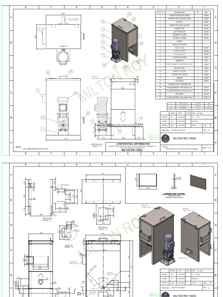 Wex Technologies Hopper Drawing - SS | PDF | Screw | Mechanical Engineering