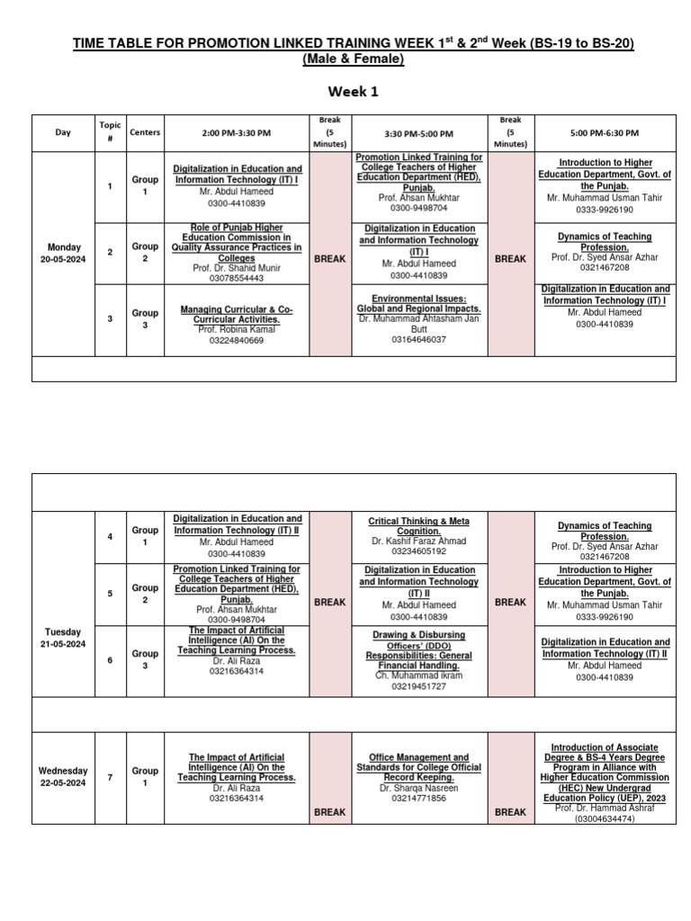 Week Timetable May 2024 Gcs | PDF