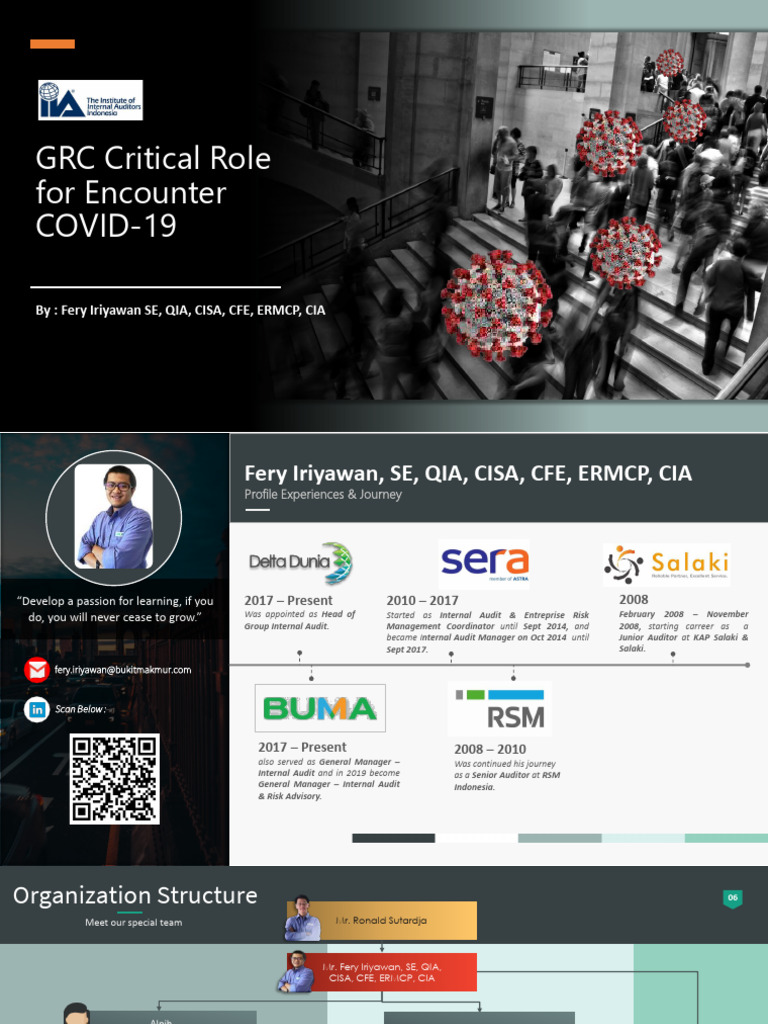 GRC Critical Role For Encounter COVID19 | PDF | Risk | Internal Audit