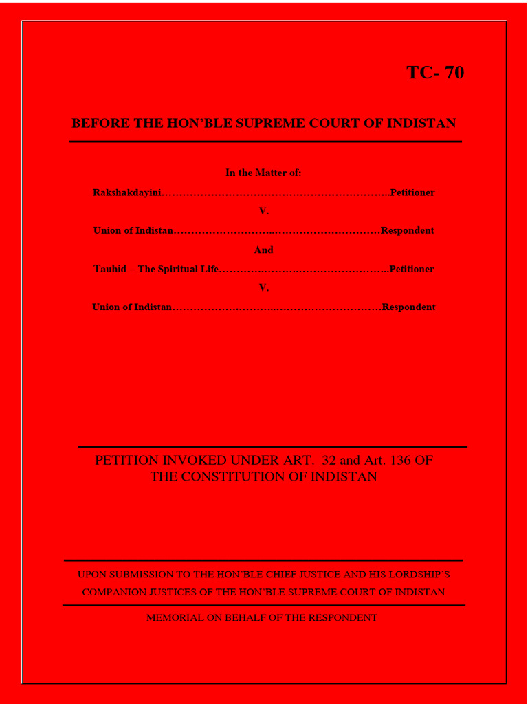 Sample Memorial Respondent | PDF | Religious Conversion | Justice