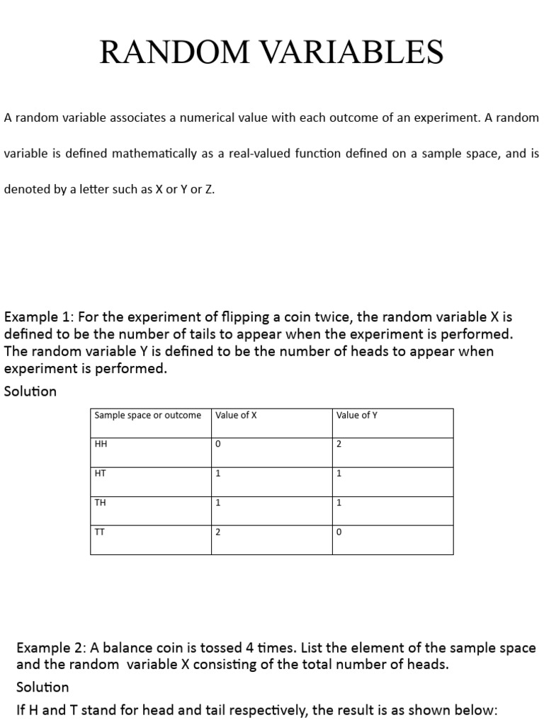 Random Variables | PDF | Probability Distribution | Variance