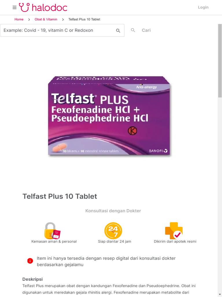 Telfast Plus 10 Tablet | PDF | Kesehatan Holistik