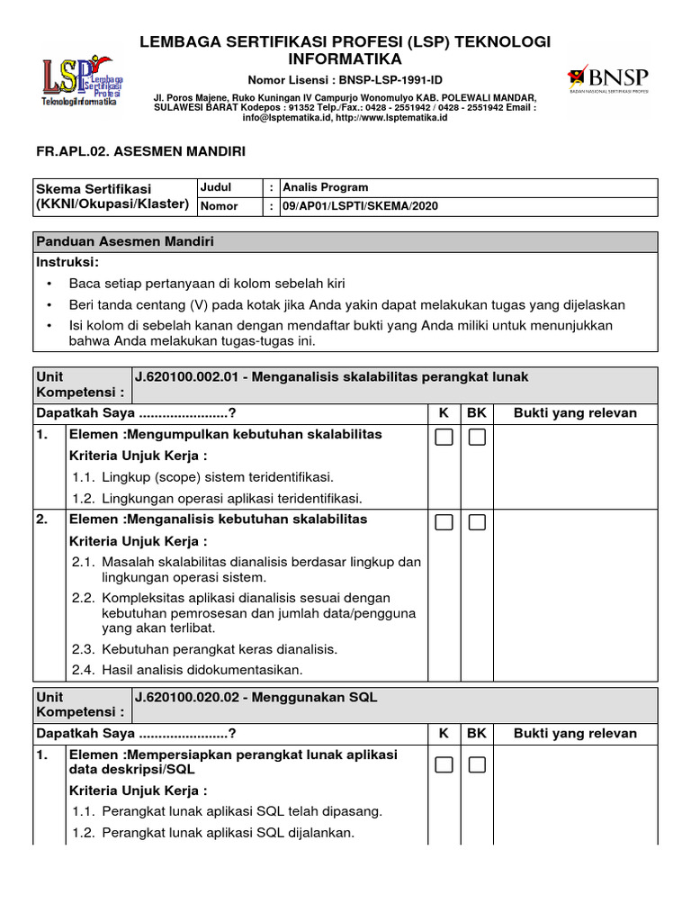Sertifikasi Analis Program LSP TI | PDF | Bisnis