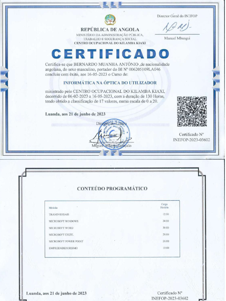 Certificado de Informática | PDF
