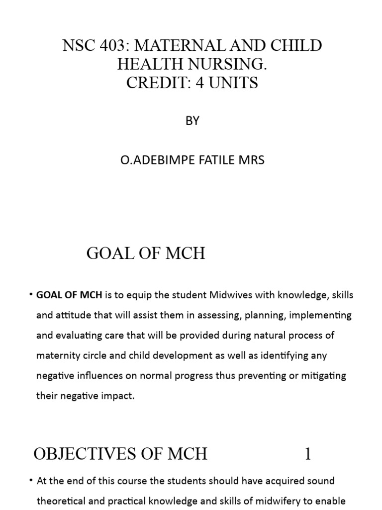 MCH 400L.pptx N | PDF | Midwife | Quality Assurance