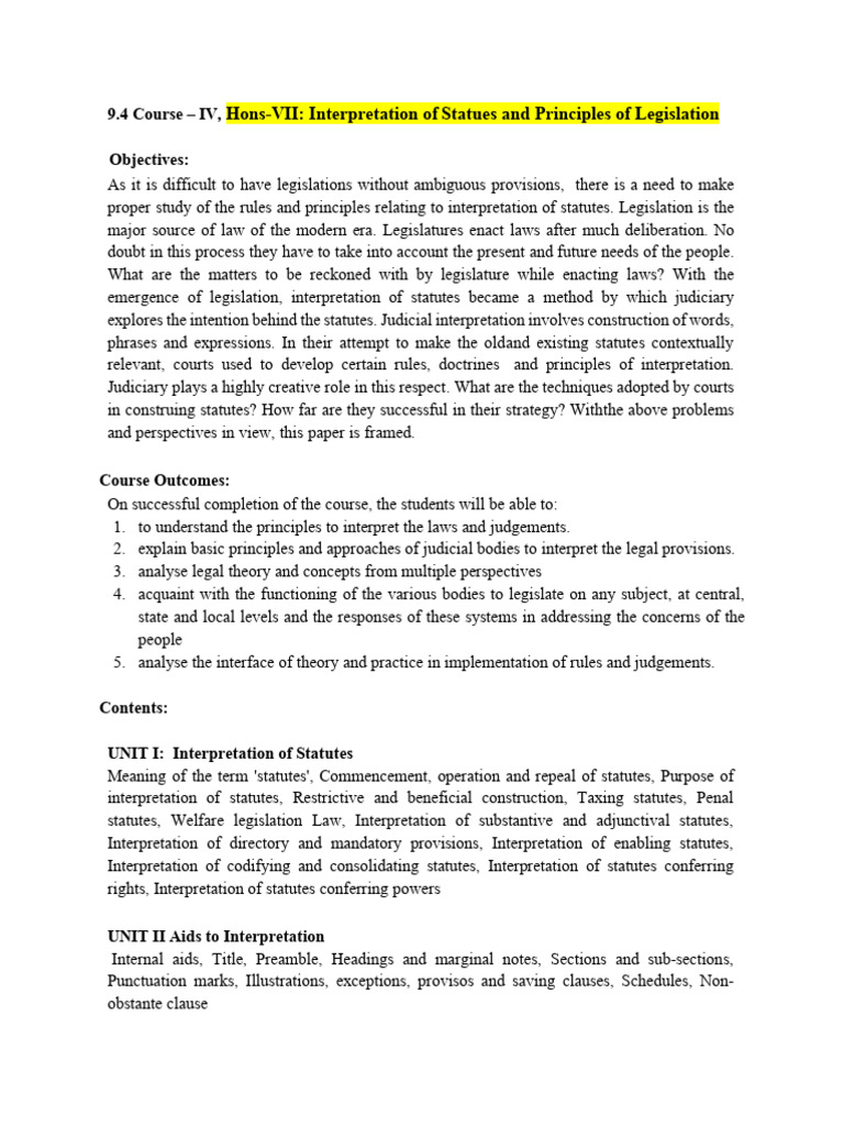 Statutory Interpretation Principles | PDF | Statutory Interpretation ...