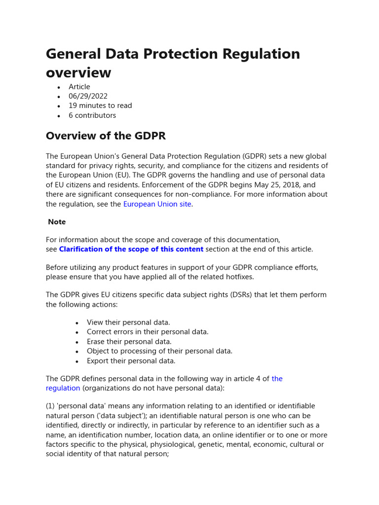 GDPR | PDF | Regulatory Compliance | Microsoft Excel