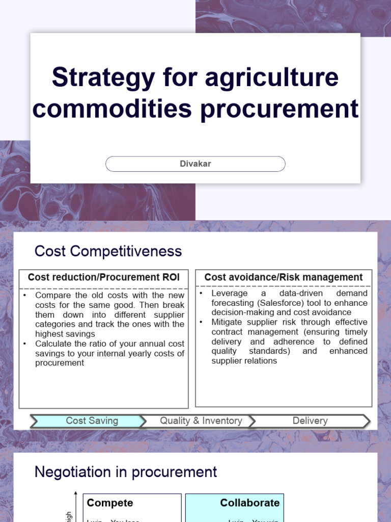 Agri Procurement Cost Strategy | PDF | Procurement | Inventory