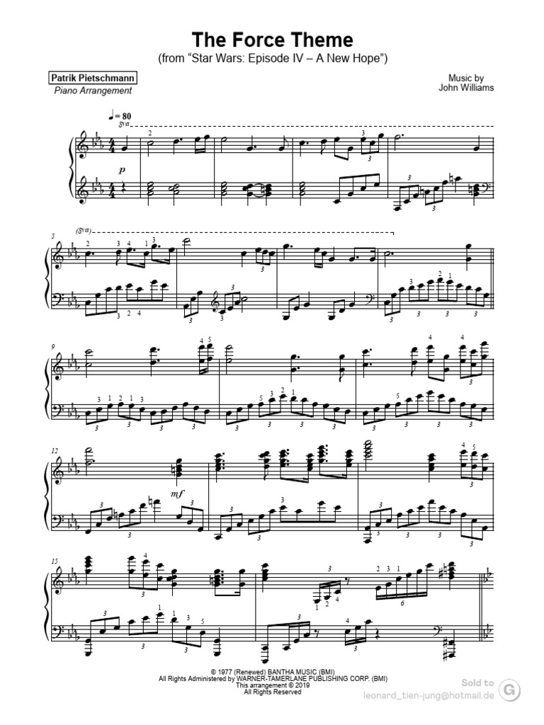 Star Wars - The Force Theme (Piano Version) | PDF