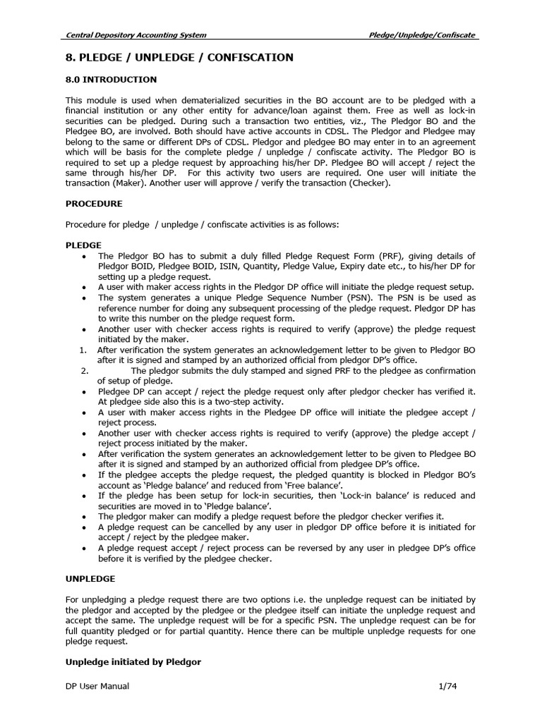 Pledge, Unpledge, and Confiscation Guide | PDF | Menu (Computing ...