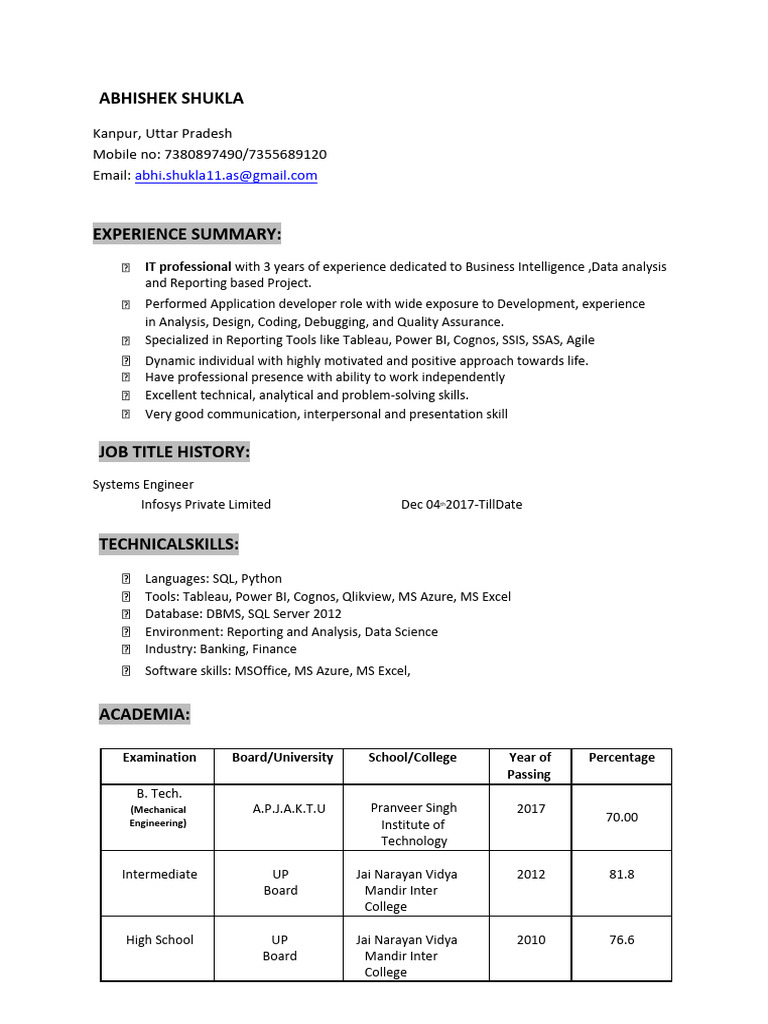Abhishek Resume | PDF | Databases | Sql