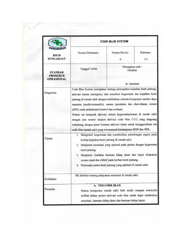 SOP CODE BLUE (Scan) | PDF