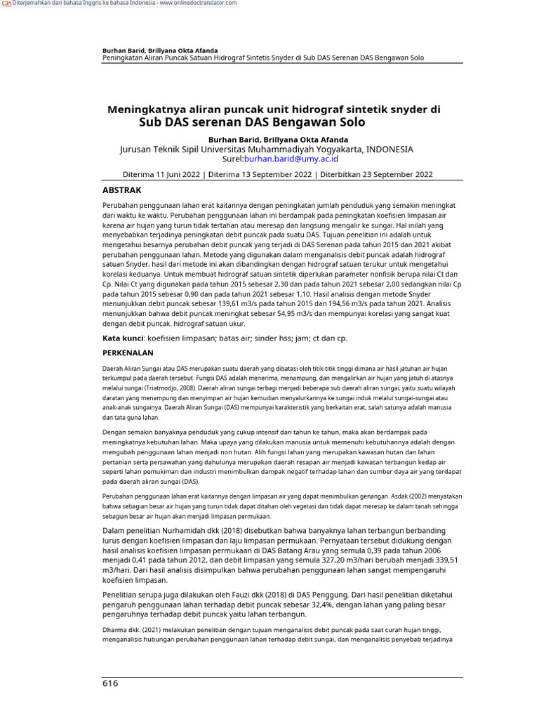 Increasing Peak Flow of Snyder Synthetic Hydrograph Units in The - En ...
