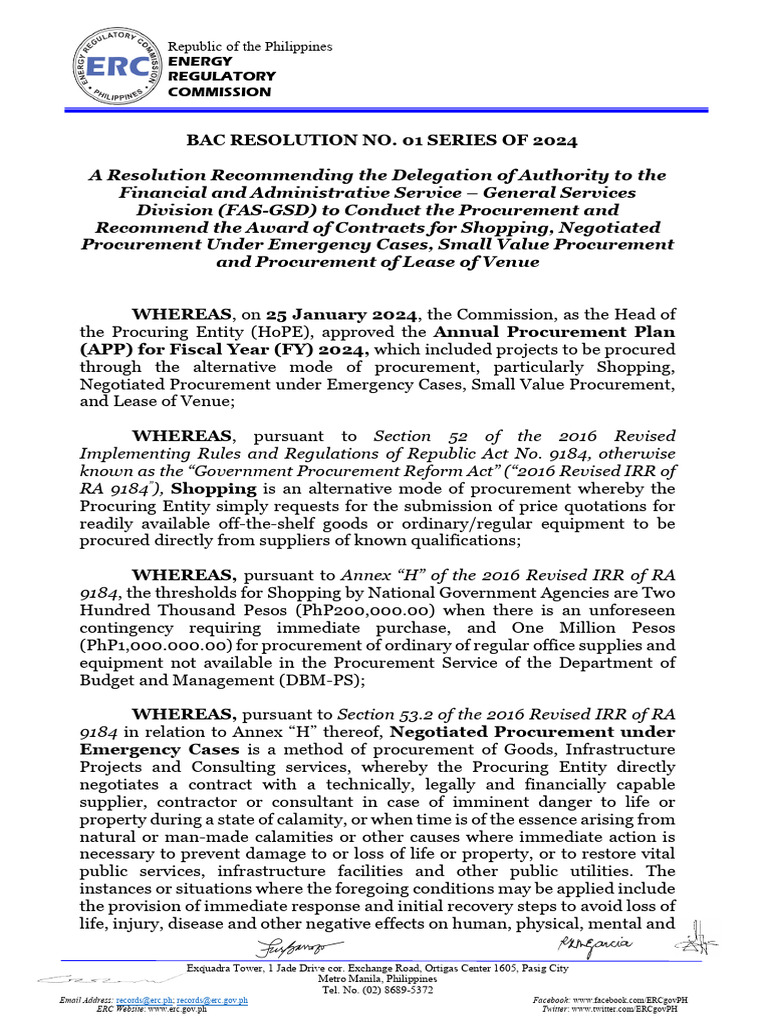 BAC+Resolution+No +01+S +2024+-+Delegation+of+Authority | PDF ...