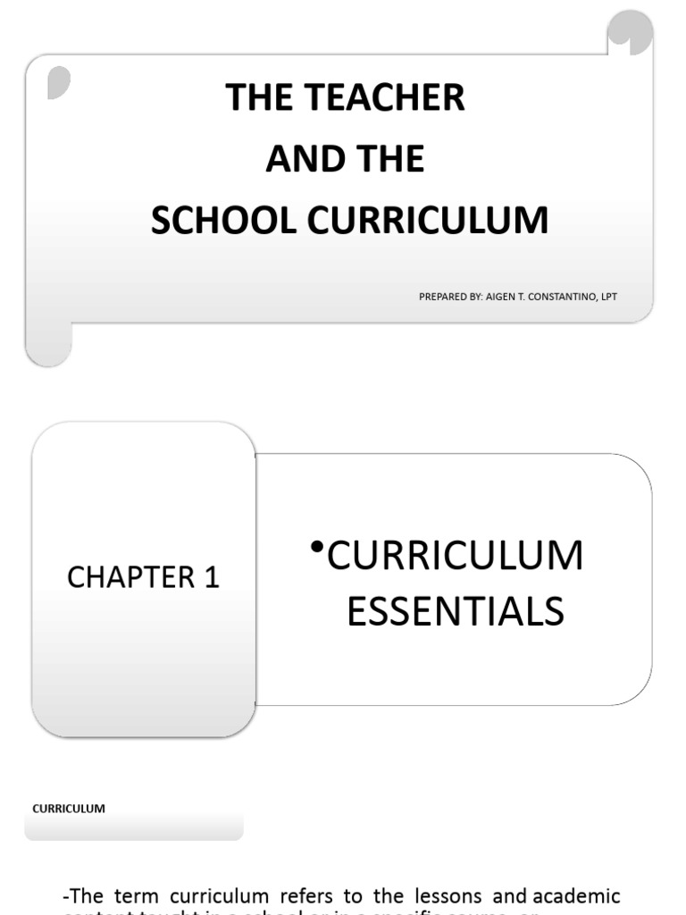 Educ 106 (The Teacher and The School Curriculum) | PDF | Curriculum | Learning