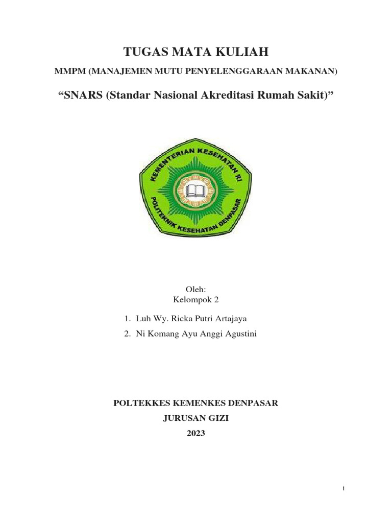 Akreditasi SNARS dalam Manajemen Makanan | PDF | Bisnis
