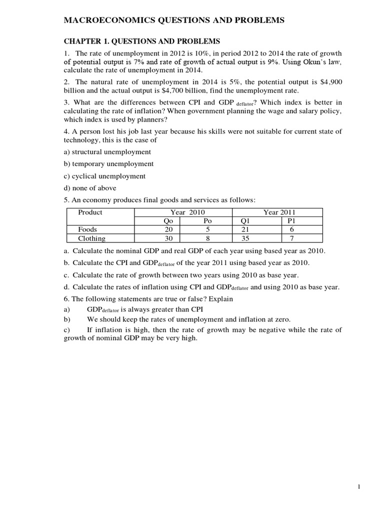 Macro1 Questions in English Handout24 | PDF | Exchange Rate | Gross Domestic Product