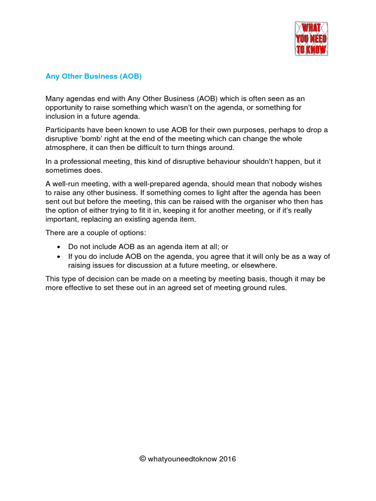 Any Other Business | PDF