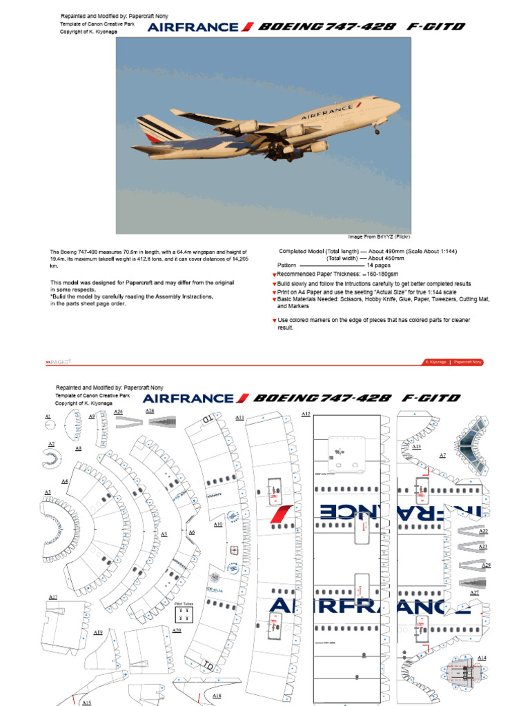 Air France B747 F-GITD Papercraft | PDF