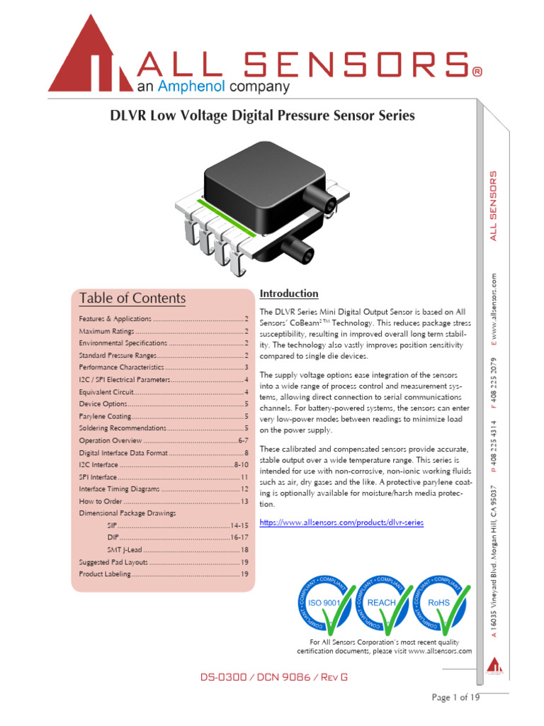 Allsensor DLVR datasheet | Download Free PDF | Analog To Digital ...