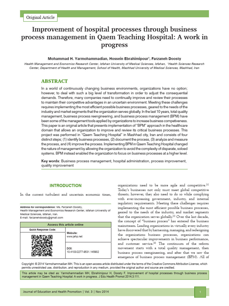 2014 Improvement of hospital processes through business process ...