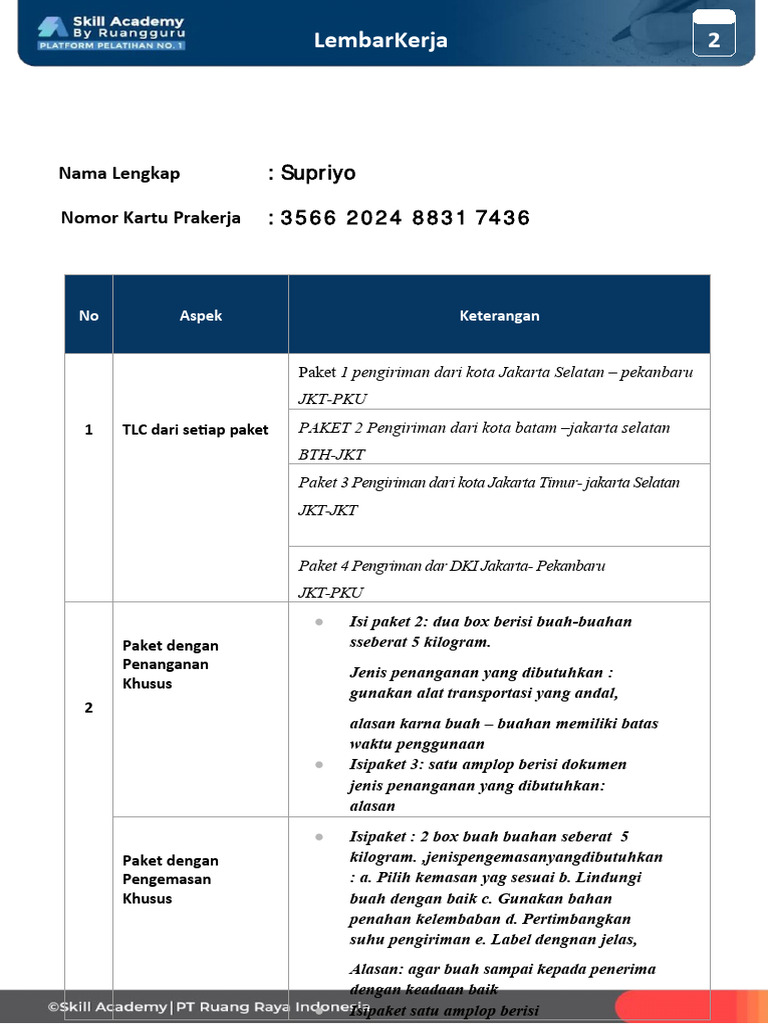 TPM 1 Menentukan Kode Resi, Jenis, Dan Rute - (Supriyo) | PDF