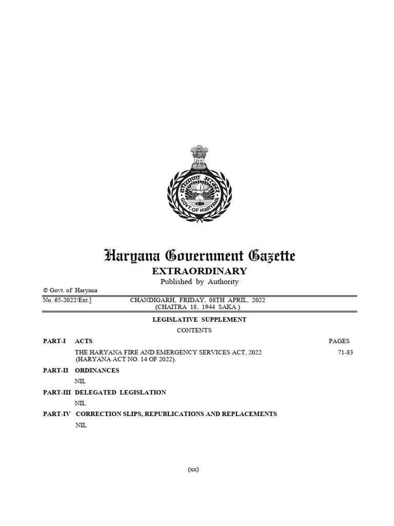 The Haryana Fire and Emergency Services Act, 2022 - Ulb | PDF | Fire ...