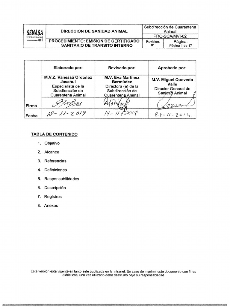 PRO SCA MVI 02 Emision de Certificado Sanitario de Transito Interno Revision 01 | PDF | Medicina ...