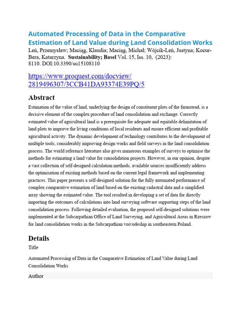 Automated Processing of Data in the Comparative Estimation of Land ... Automated Processing of Data in the Comparative Estimation of Land ...