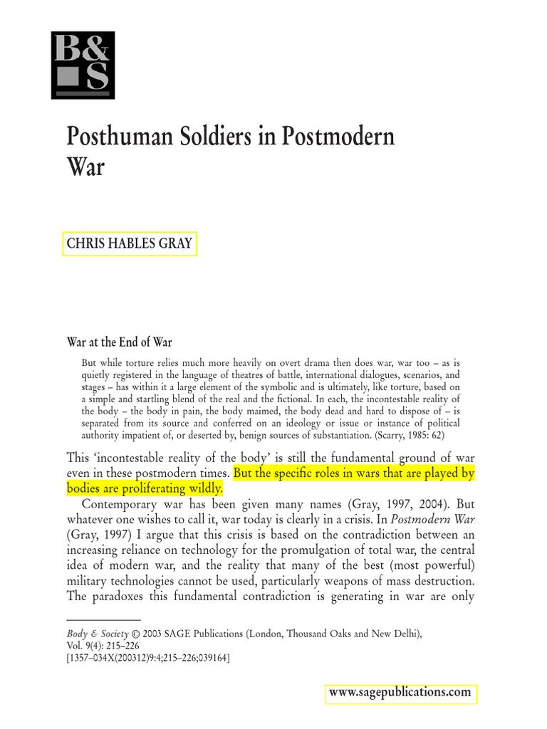 Posthuman Soldiers in War | PDF | Posthuman | Serial Killer
