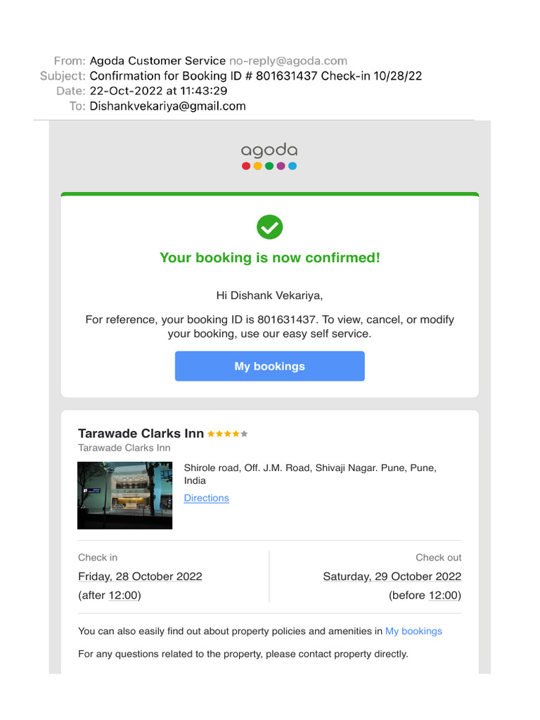 Confirmation For Booking ID # 801631437 Check-In 102822 | PDF | Credit Card