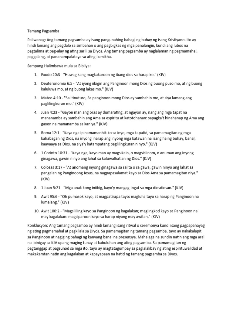 Tamang Pagsamba | PDF