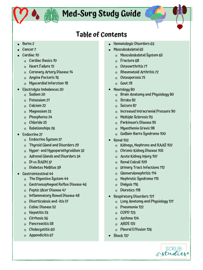 MED SURG Study Guides | Download Free PDF | Cancer | Heart