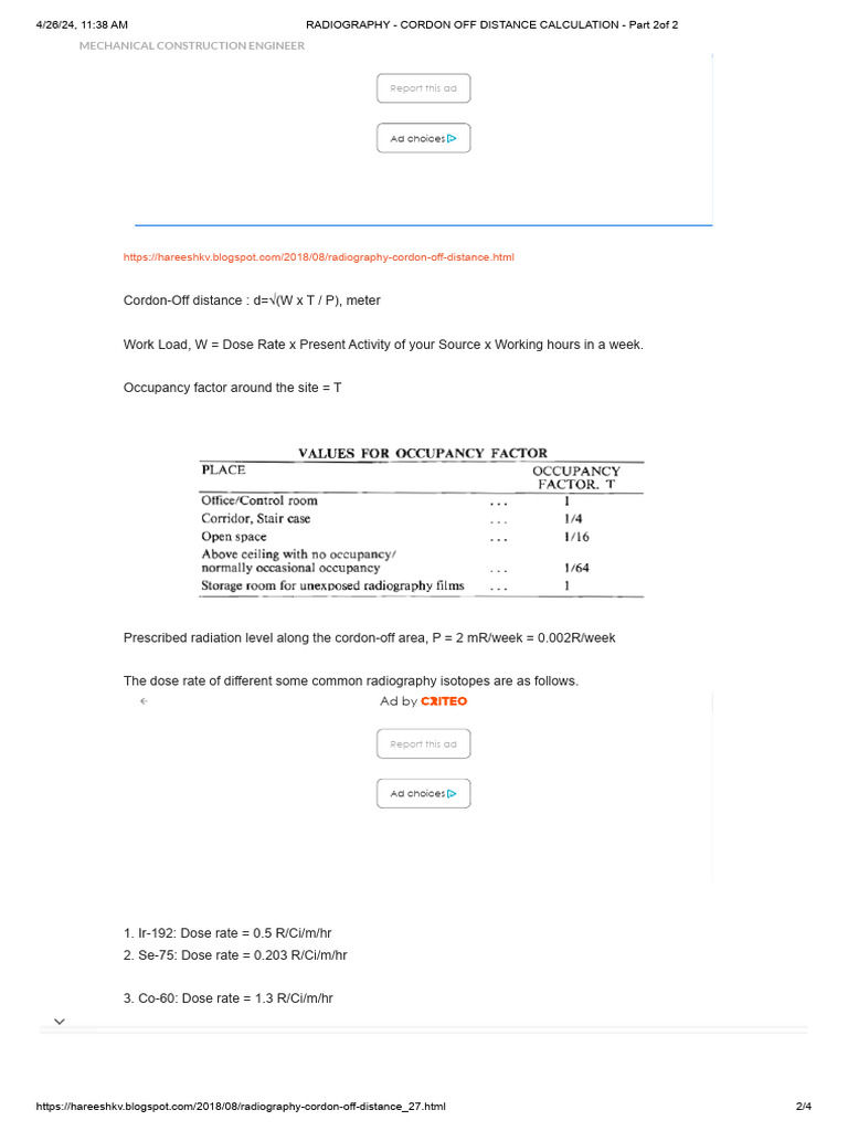 Cordon-Off Distance Calculation Guide | PDF | Nuclear Chemistry ...
