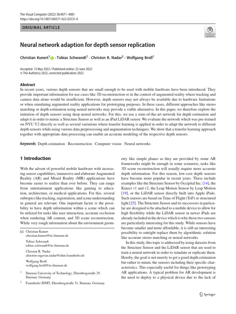 Neural Network Adaption For Depth Sensor Replication | PDF | Simulation | Lidar