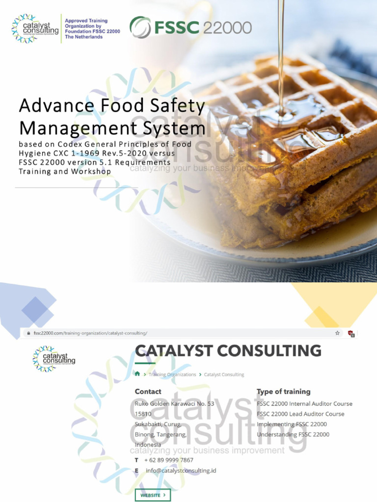 Advance FSMS Based on Codex GPFH CXC 1-1969 Rev.5-2020 & FSSC 22000 v5.1 - Oct 2021 Shared | PDF