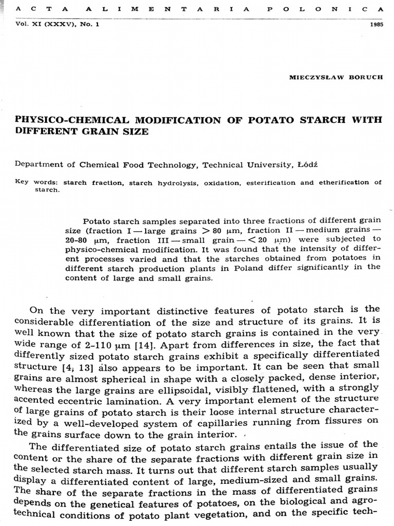 Physico Chemical Modification of Po | PDF | Starch | Biology