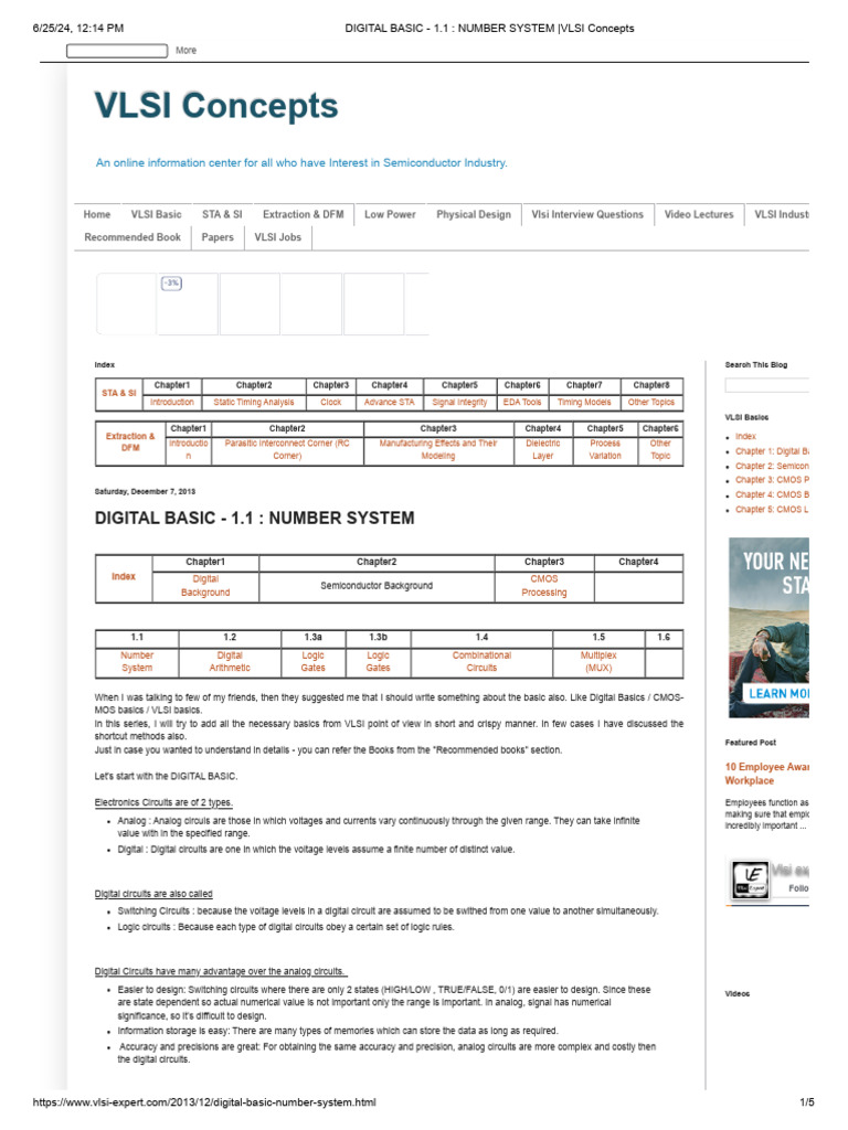 DIGITAL BASIC - 1.1 - NUMBER SYSTEM - VLSI Concepts | PDF | Digital Signal | Electronic Circuits