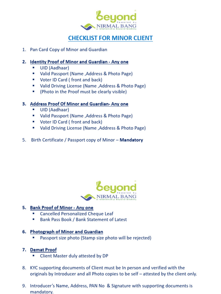 Checklist For Minor - January - 2024 | PDF | Finance & Money Management ...