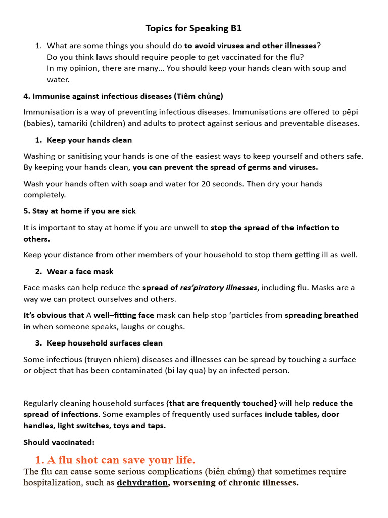 Topics For Speaking B1 | PDF | Foods | Influenza