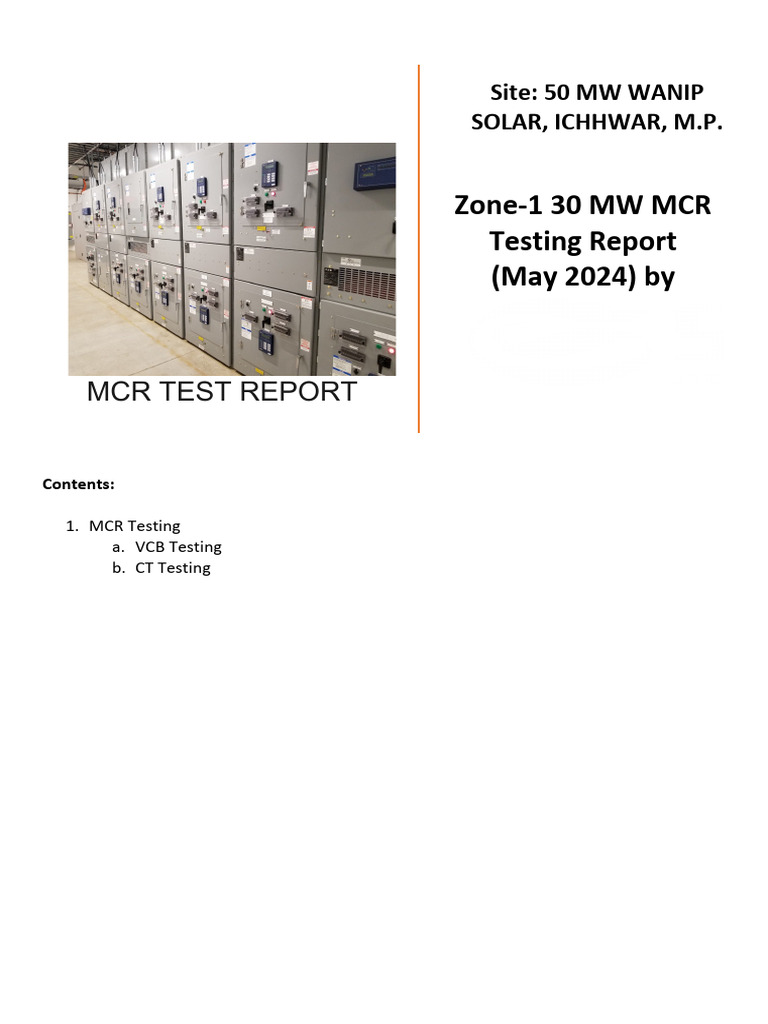 Zone 1 30 MW MCR Feeder Panel Test Report Cover Page | PDF | Science ...